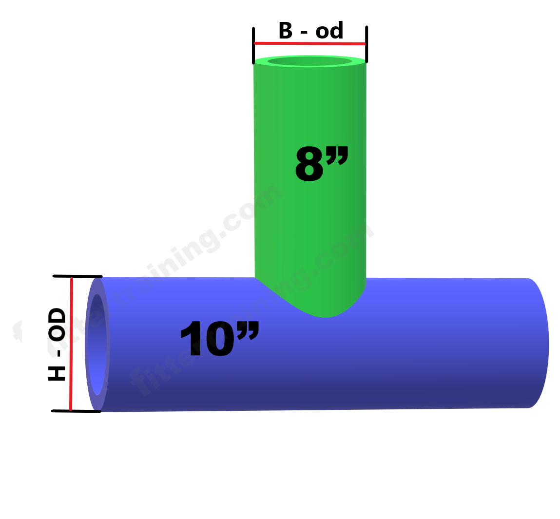 Unequal Pipe Tee branch formula 90° | Tee type pipe support Unequal 90 ...