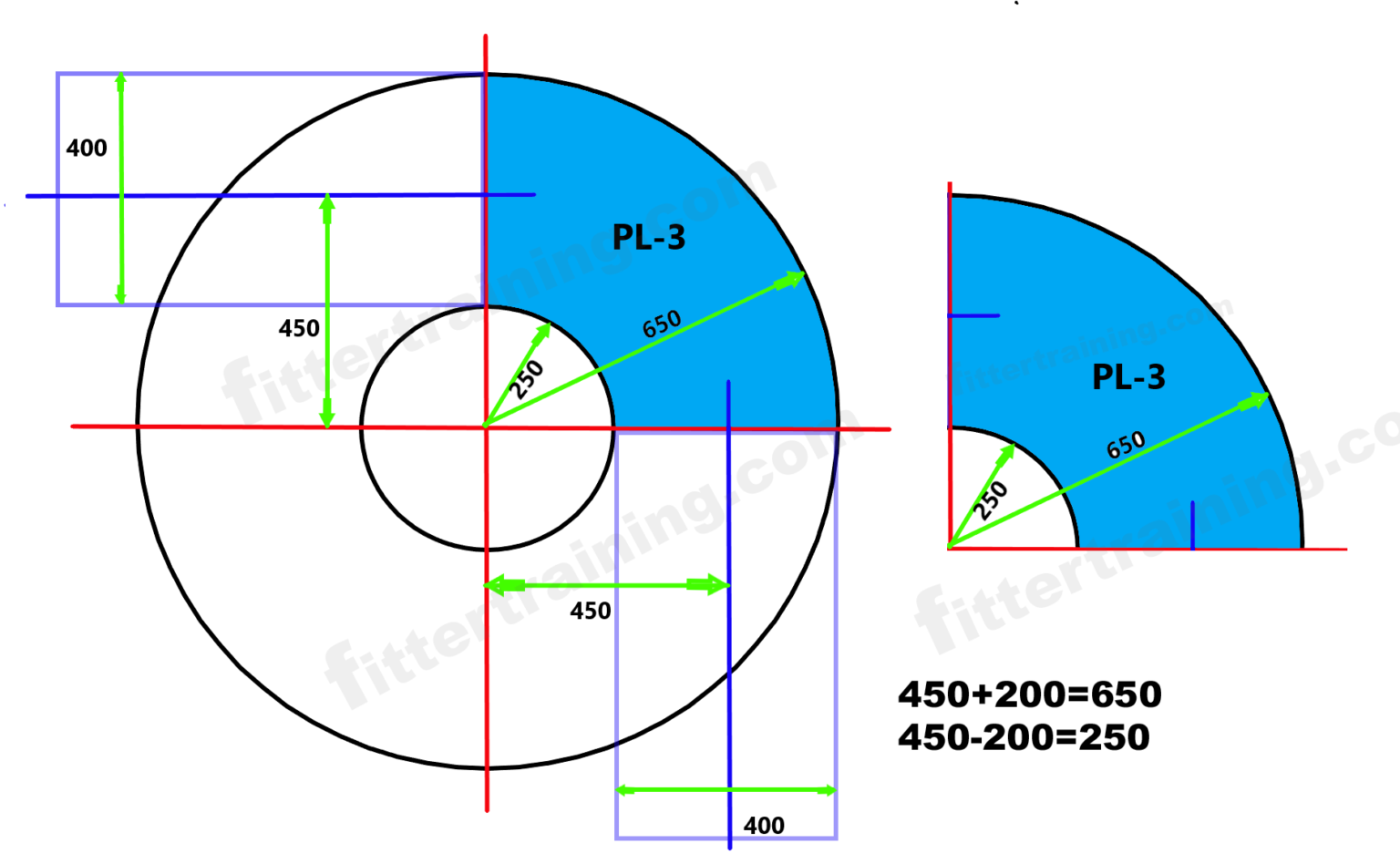 square duct elbow layout | duct elbow radius formula - Fitter training