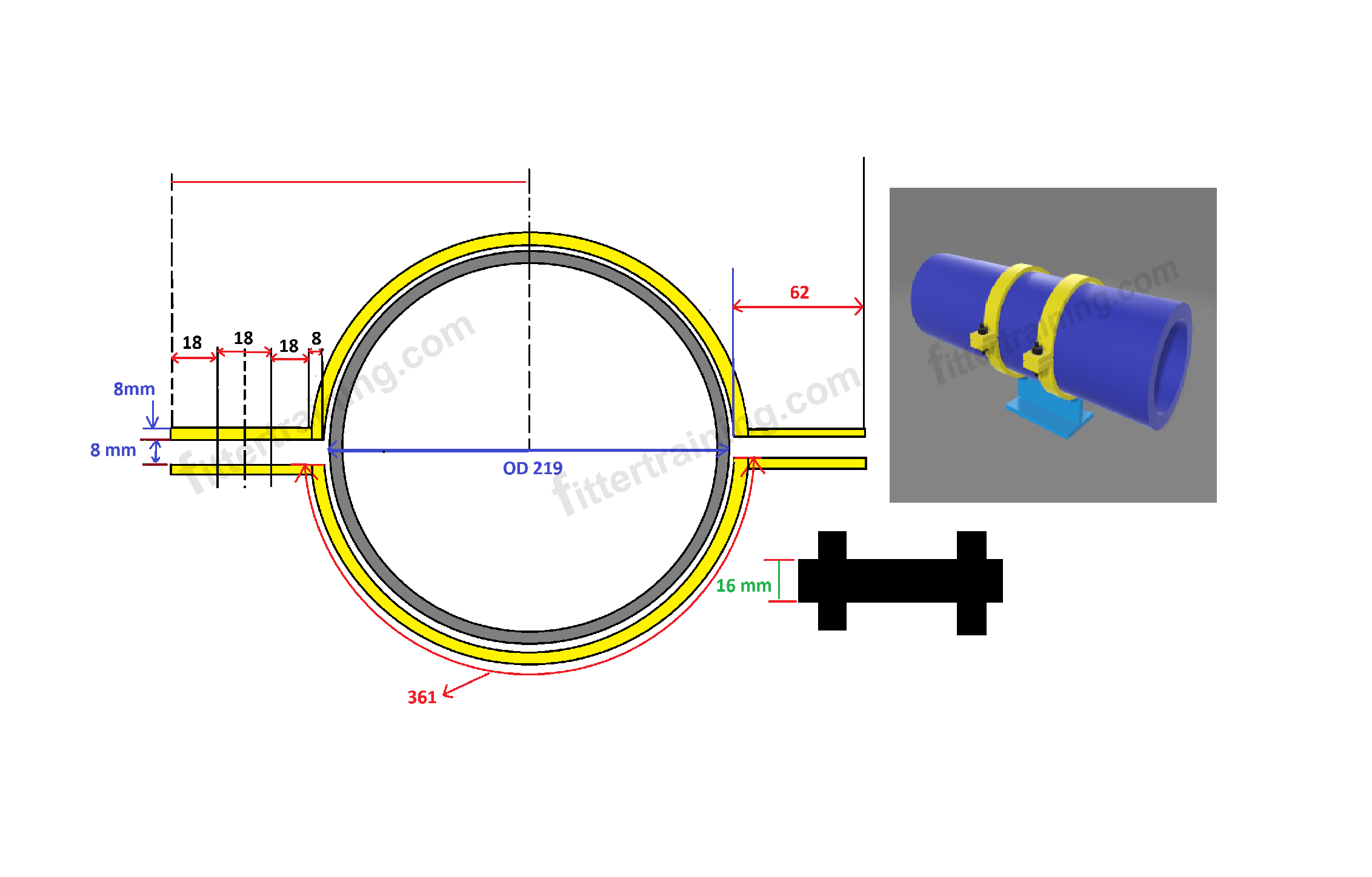 Piping clamp support dimension | How to find radius length of clamp ...
