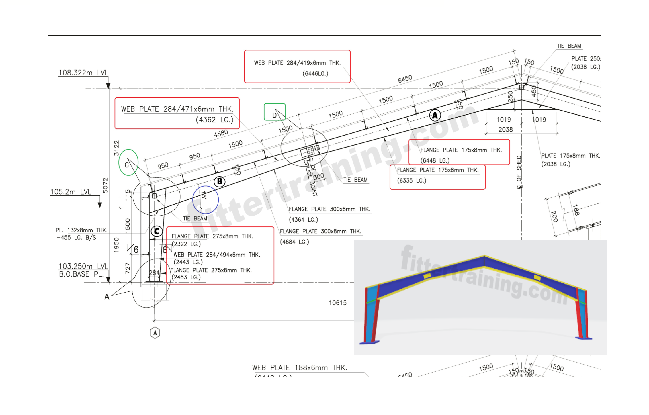 structural beam degree web plate layout marking / structural rafter and ...