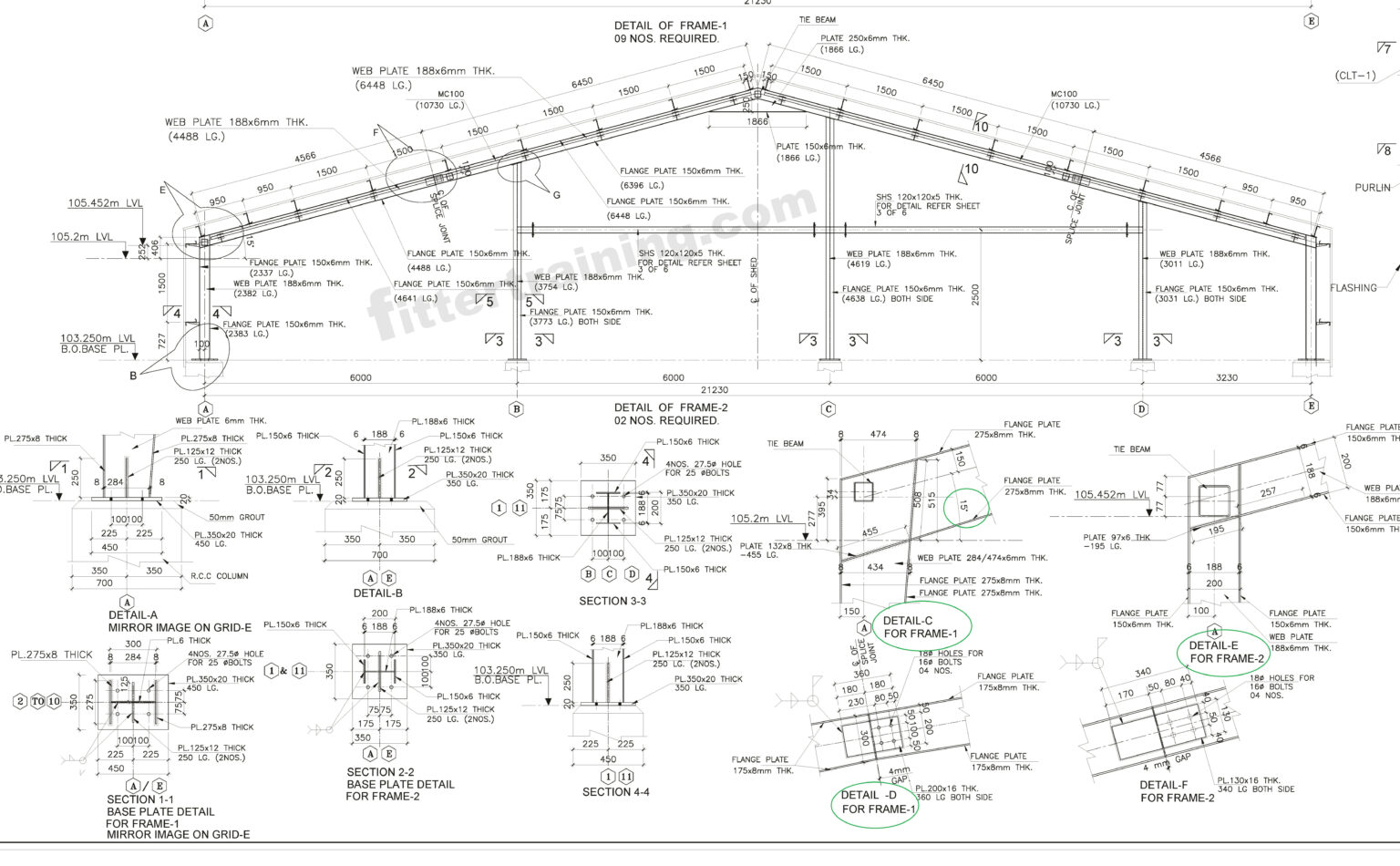 structural beam degree web plate layout marking / structural rafter and ...