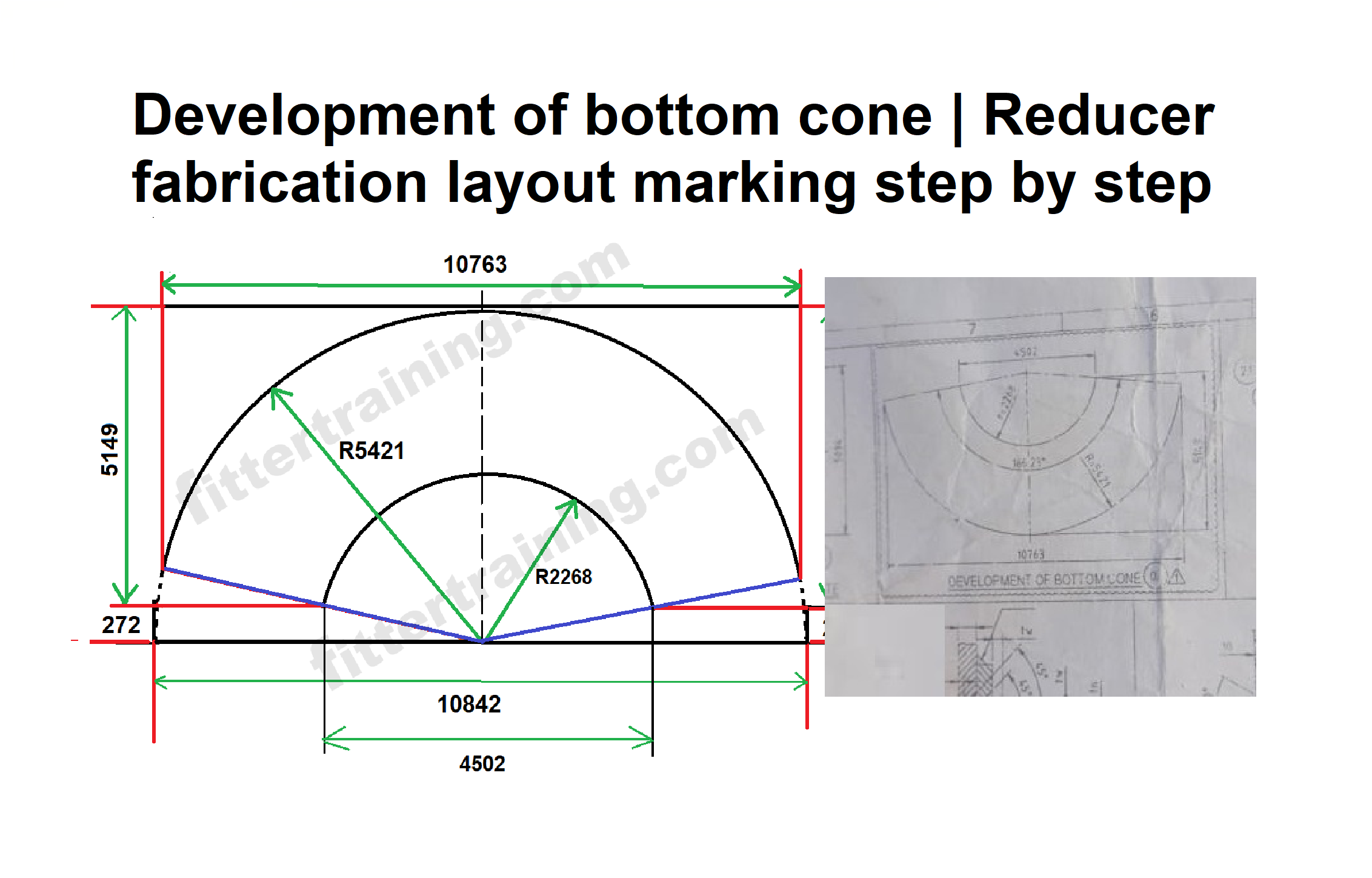 Reducer fabrication layout marking with drawing | Development of bottom ...